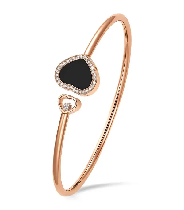 Chopard Diamond And Onyx Happy Diamonds Bangle - Rose Gold