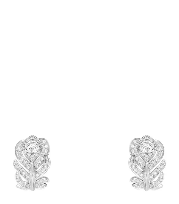 Boucheron White And Diamond Plume De Paon Clip-on Earrings - Gold