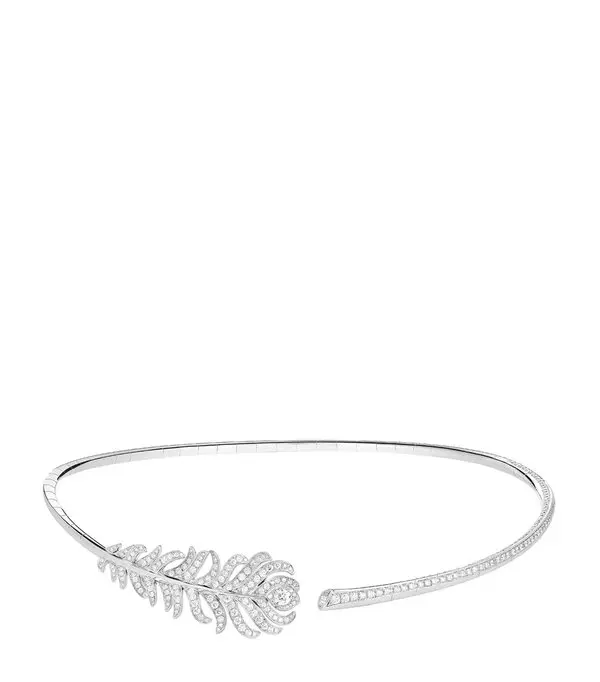 Boucheron Plume De Paon Diamond And White Necklace - Gold
