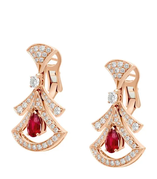 BVLGARI Diamond And Ruby Divas’ Dream Openwork Earrings