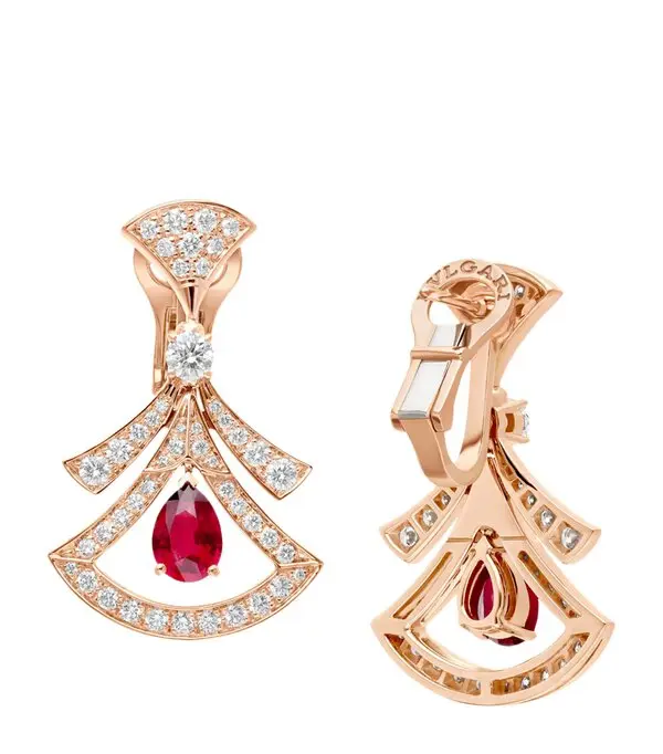 BVLGARI Diamond And Ruby Divas’ Dream Openwork Earrings