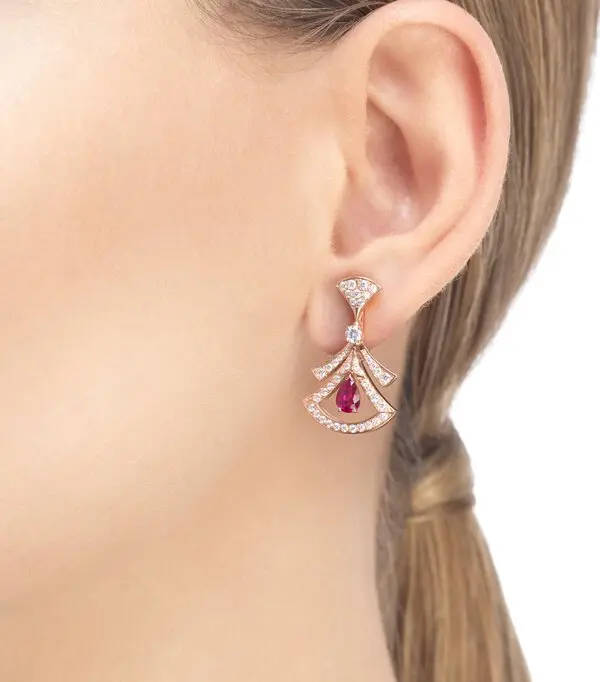 BVLGARI Diamond And Ruby Divas’ Dream Openwork Earrings