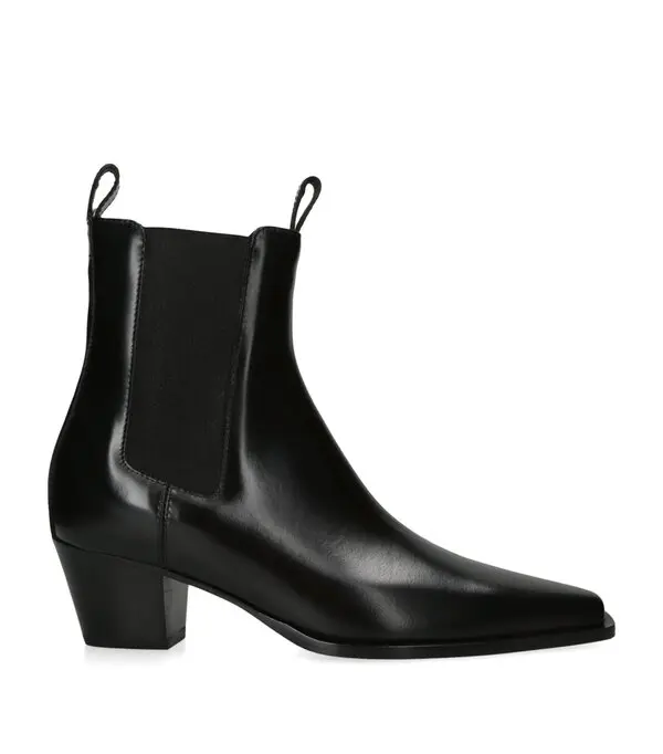 TOTEME Leather City Ankle Boots - Black