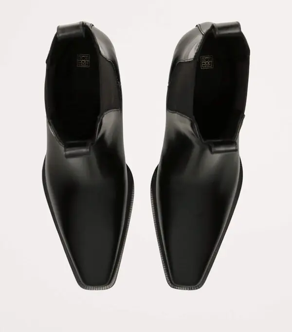 TOTEME Leather City Ankle Boots - Black