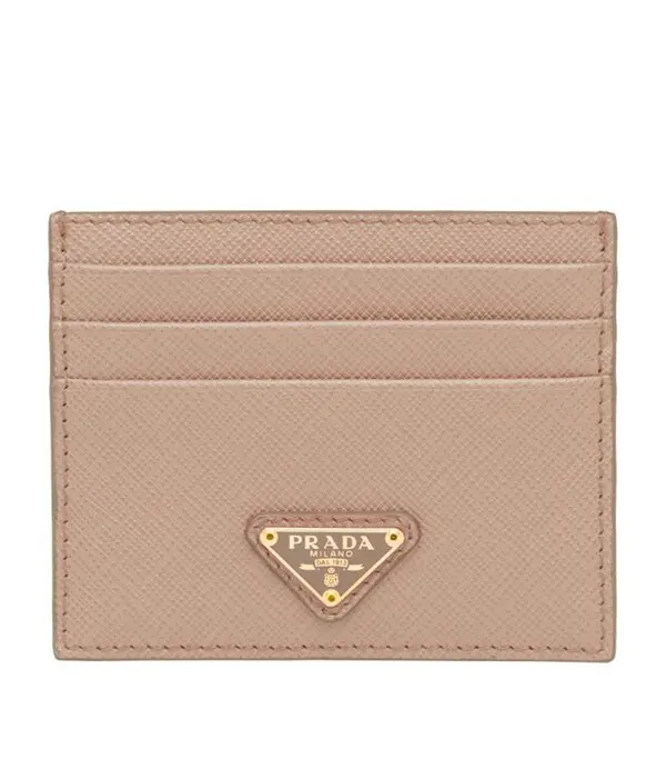 Prada Saffiano Leather Card Holder - Nude
