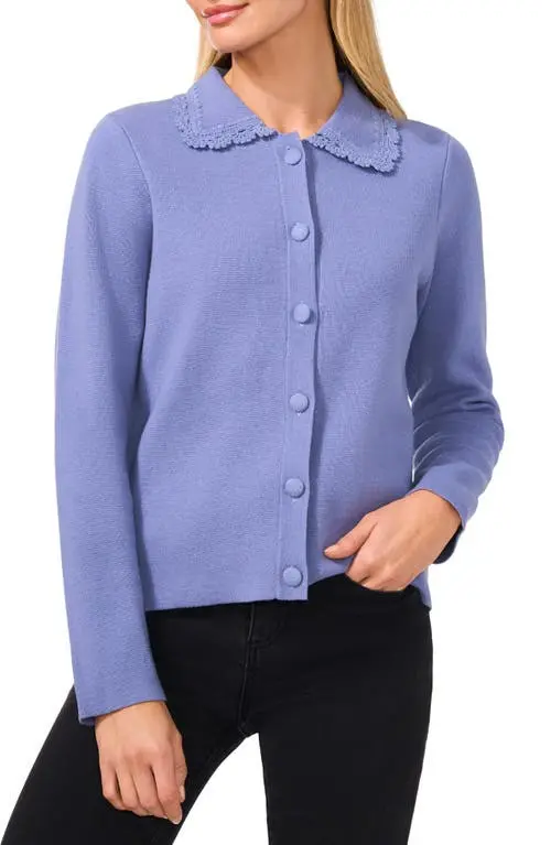 CECE DUPRAZ Collared Cardigan - Blue Blossom