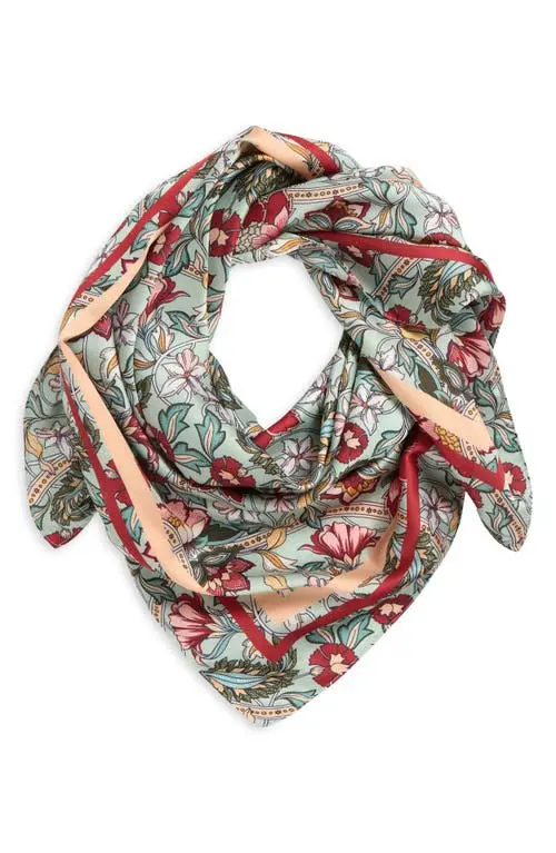 Treasure & Bond Square Satin Scarf - Teal Vintage Floral