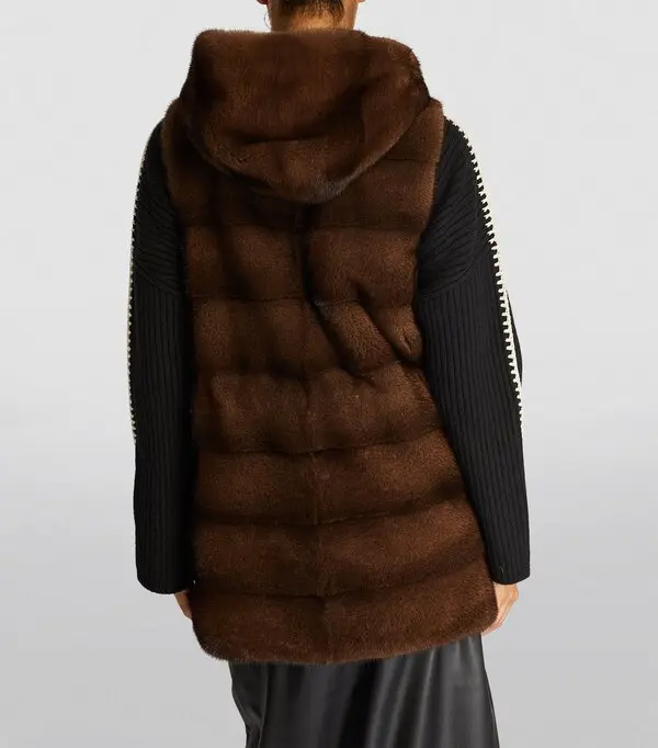 YVES SALOMON Mink Hooded Gilet