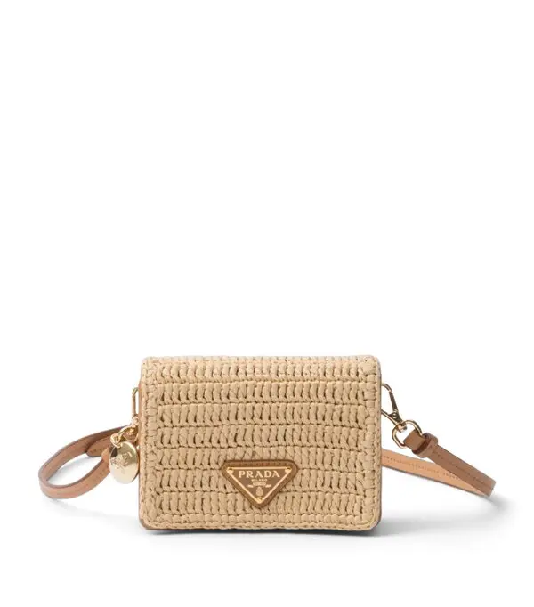 Prada Woven Fabric Card Holder - Neutral