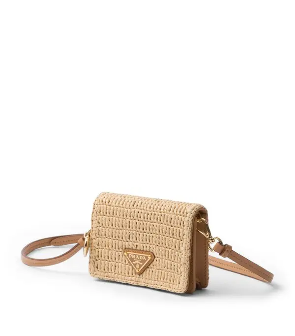 Prada Woven Fabric Card Holder - Neutral