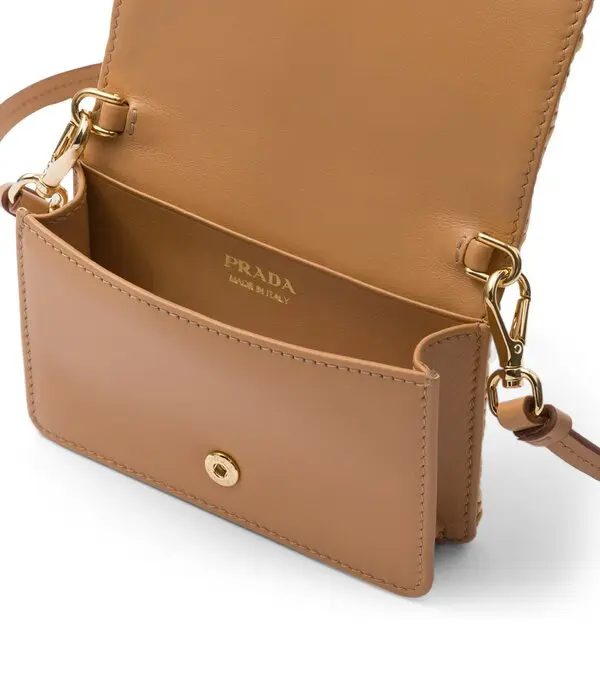 Prada Woven Fabric Card Holder - Neutral