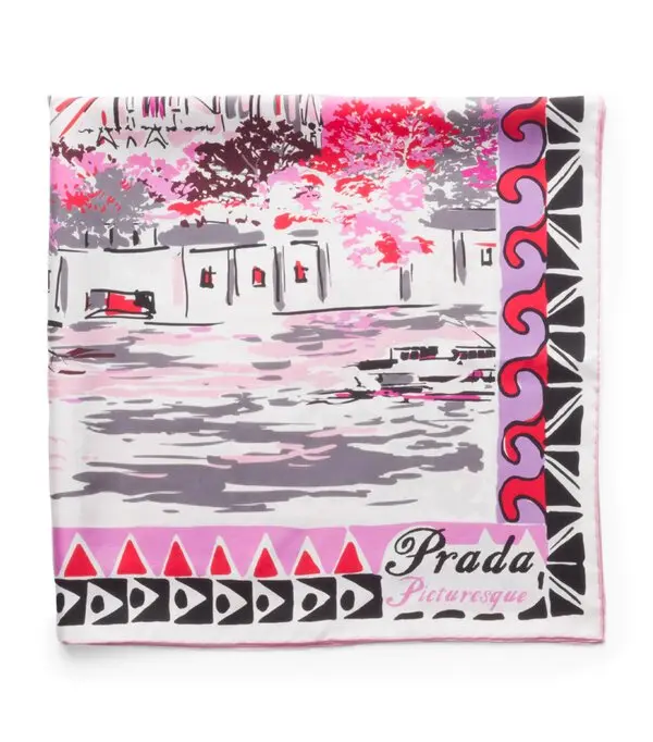 Prada Silk Pittoresque Paris Scarf - Neutral