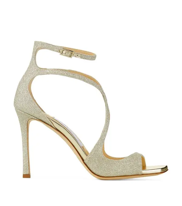 JIMMY CHOO Azia 95 Glitter Sandals - Silver