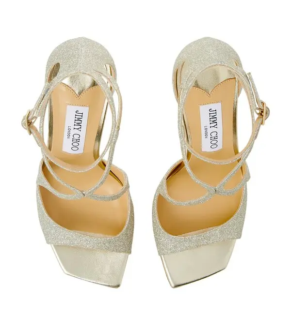 JIMMY CHOO Azia 95 Glitter Sandals - Silver