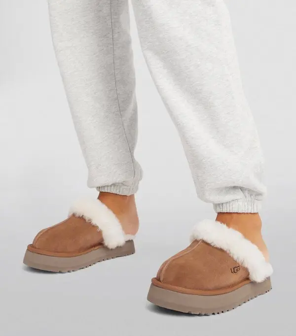 UGG Suede Platform Slippers - Beige