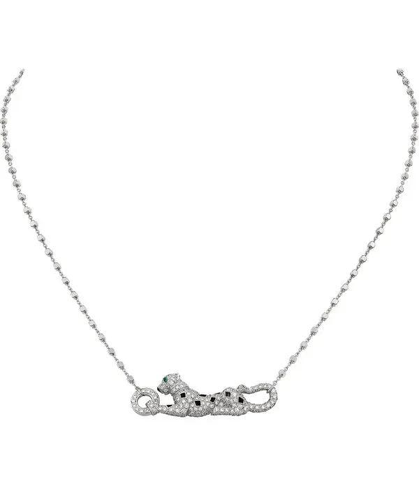 Cartier White Gold And Diamond Panthère De Necklace - Silver