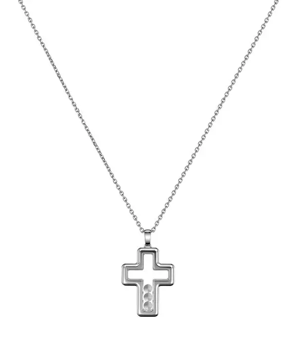 Chopard White Happy Diamonds Cross Necklace - Gold