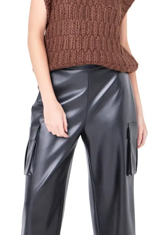 English Factory Faux Leather Cargo Pants
