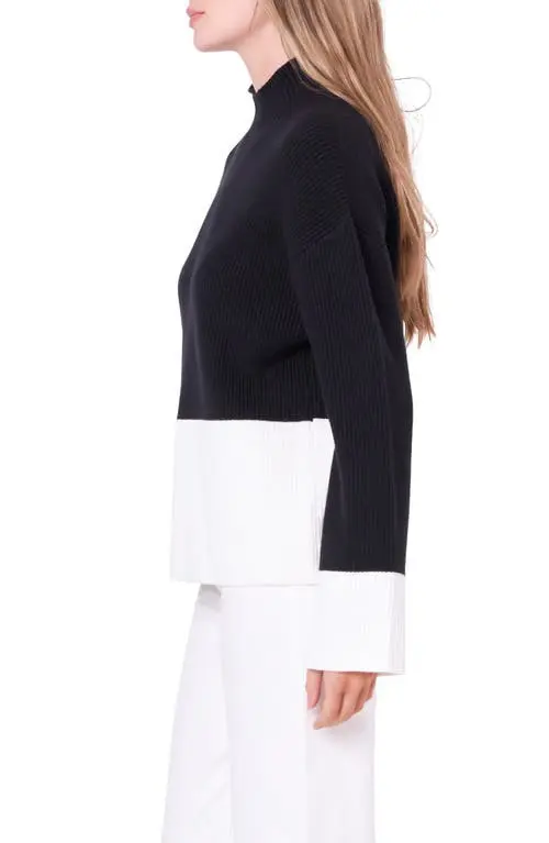 English Factory Colorblock Ribbed Mock Neck Sweater