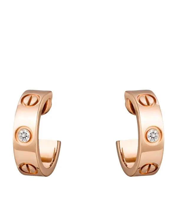 Cartier Love Diamond Hoop Earrings - Rose Gold