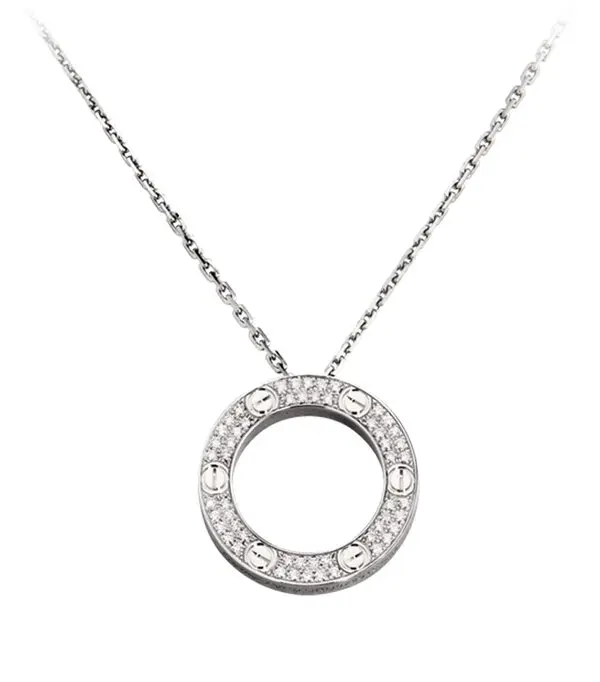 Cartier White Gold And Diamond Love Necklace - Silver