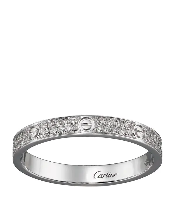 Cartier 18k Gold Diamond Love Ring - White