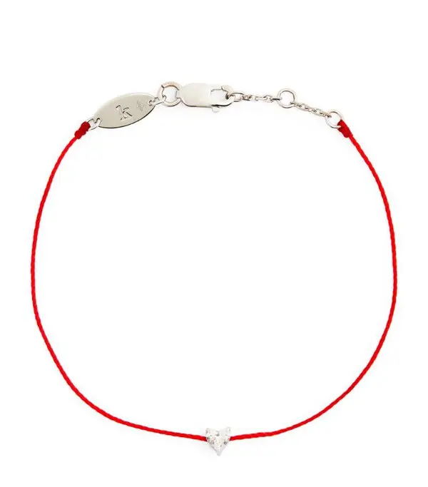REDLINE White Gold Diamond Heart Charm Bracelet