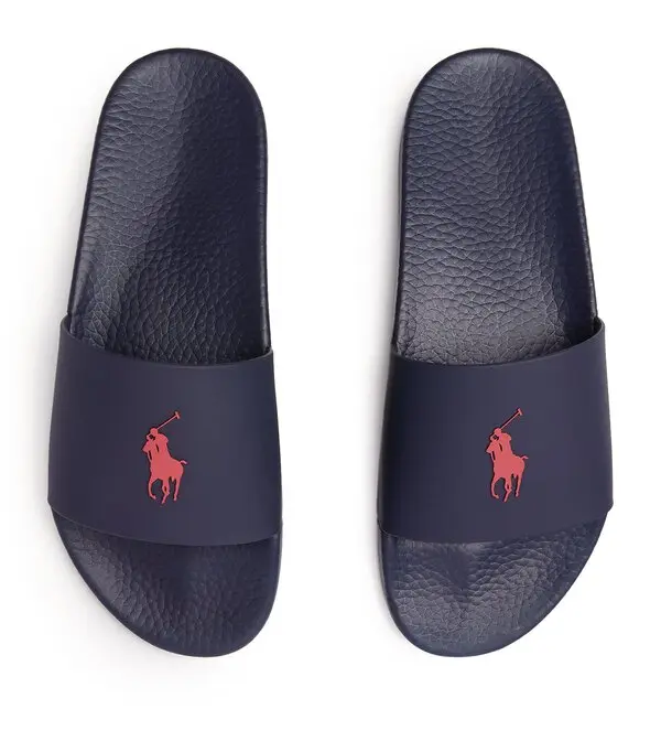 Polo Ralph Lauren Embossed Pony Slides - Navy