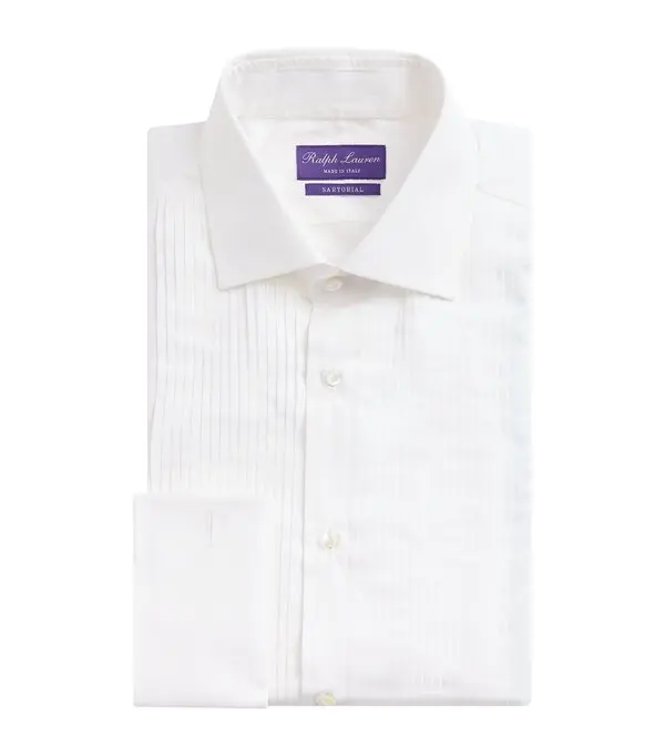 Ralph Lauren Purple Label Pleated Tuxedo Shirt - White