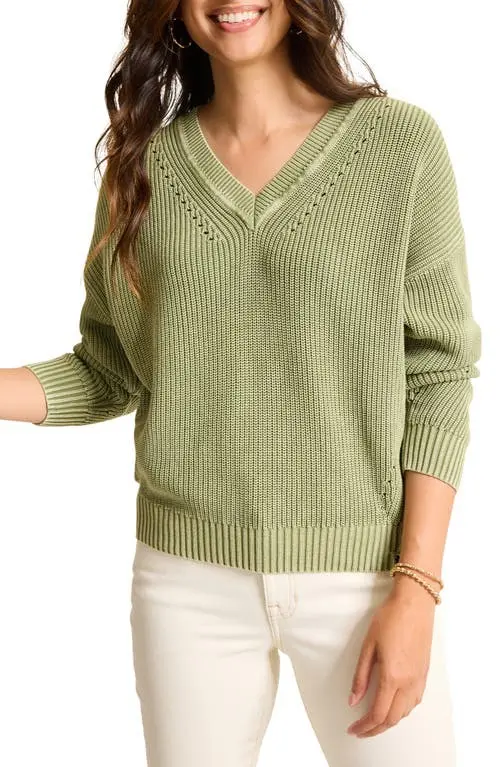 Tommy Bahama Indigo Palms Cotton V-neck Sweater - Dusty Thyme