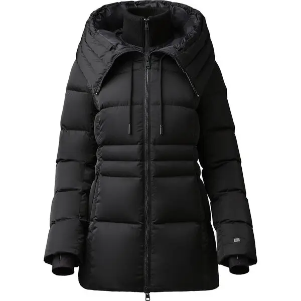 Soia & Kyo June Water Repellent 700 Fill Power Down Quilted Jacket With Bib Inset - Black