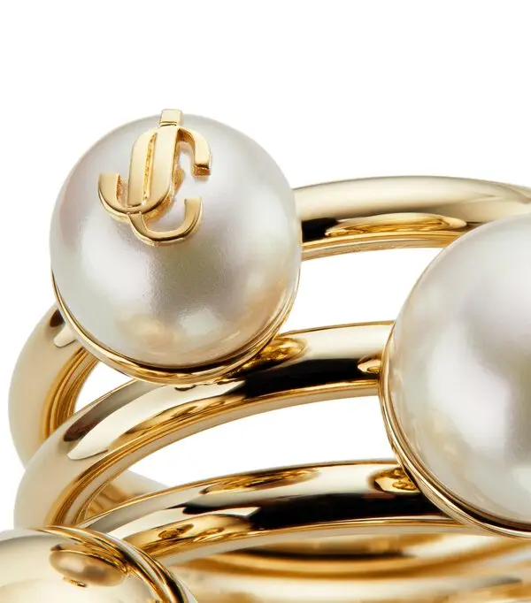 JIMMY CHOO Faux Pearl Stack Ring