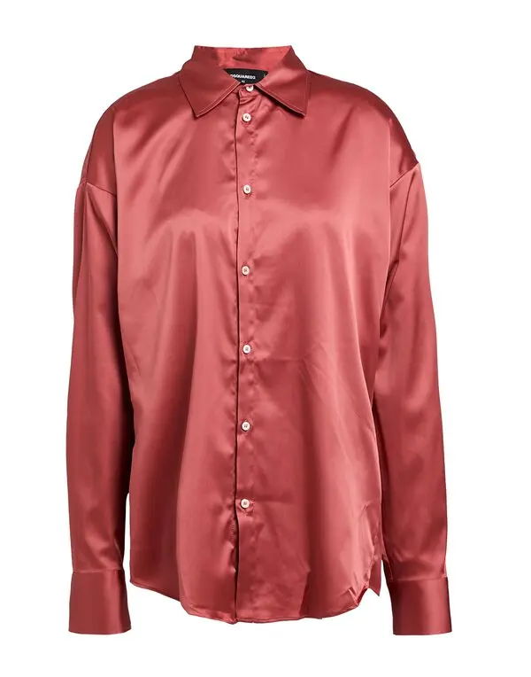 Dsquared2 Satin Shirt With Crystal Detail - Rust