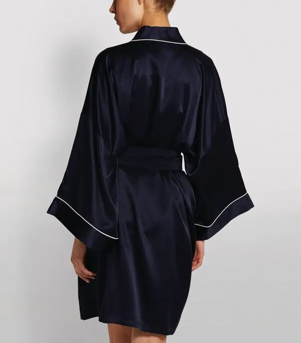 Olivia Von Halle Silk Mimi Robe - Navy