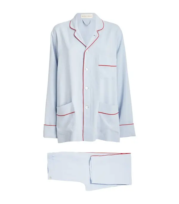 Olivia Von Halle Silk Laurent Pyjama Set - Blue