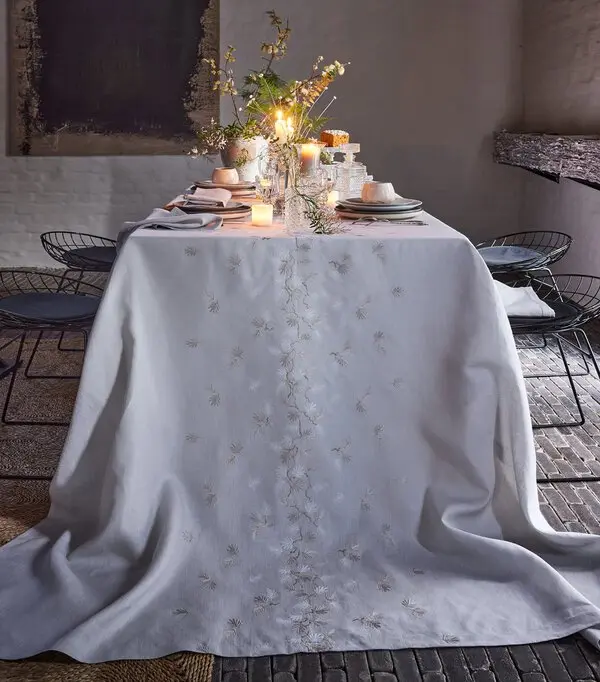 ALEXANDRE TURPAULT Linen Embroidered Tablecloth - Silver