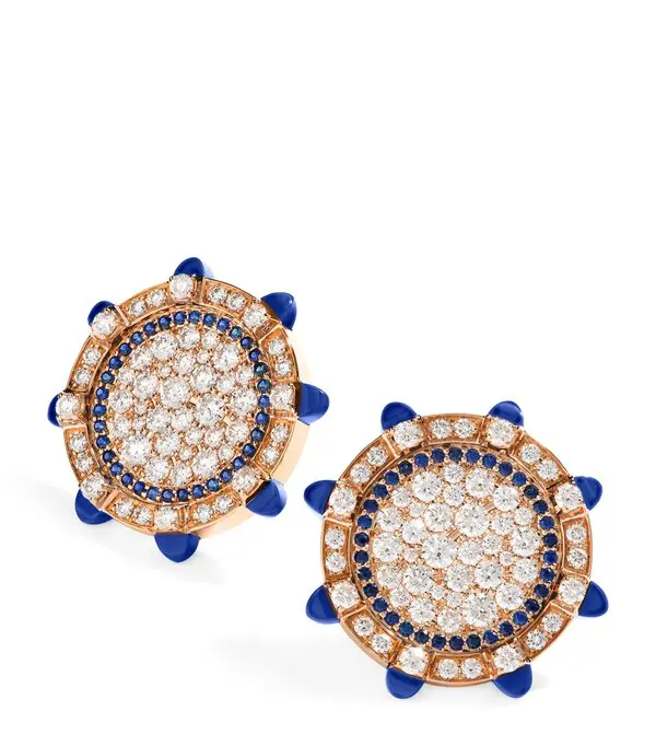 MARLI NEW YORK Diamond, And Lapis Lazuli Tip-top Statement Earrings - Rose Gold