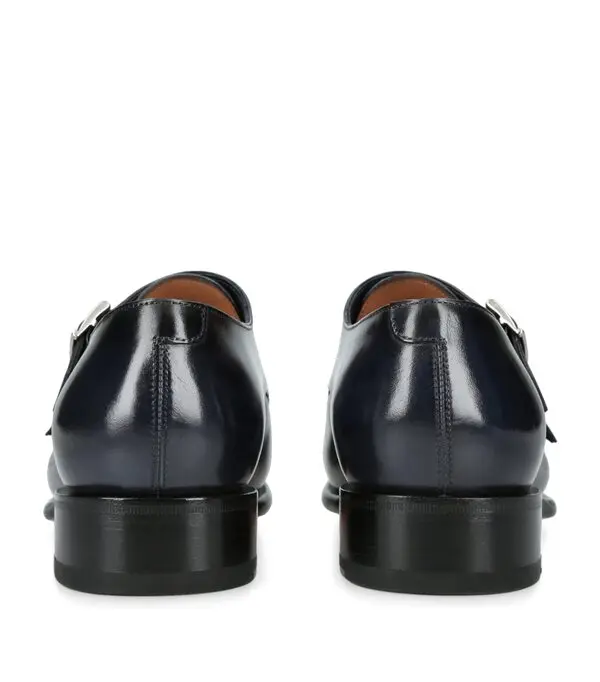 Santoni Leather Monk Shoes - Navy