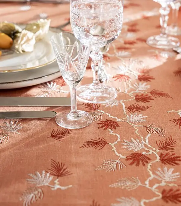 ALEXANDRE TURPAULT Linen Embroidered Tablecloth - Brown