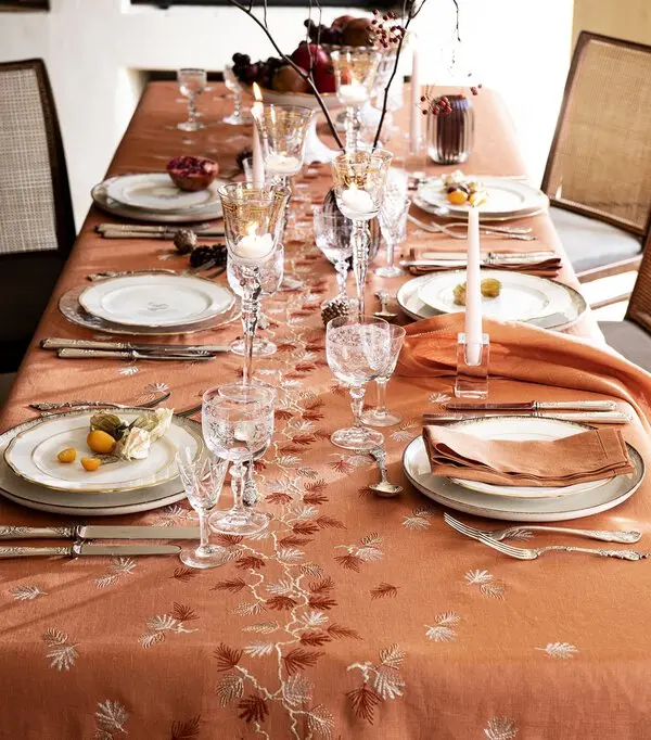 ALEXANDRE TURPAULT Linen Embroidered Tablecloth - Brown