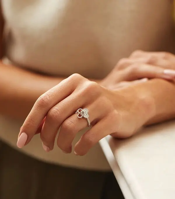 BOODLES Platinum, Rose Gold And Diamond Be Motif Ring