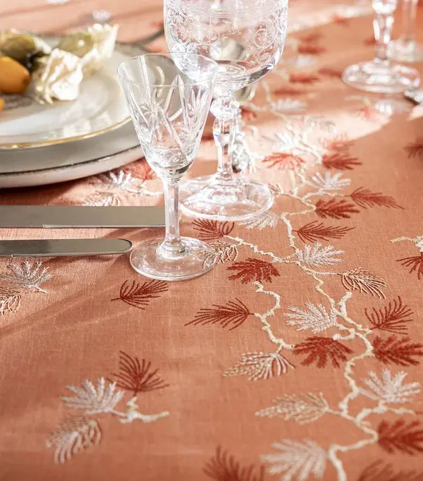 ALEXANDRE TURPAULT Linen Embroidered Tablecloth - Brown