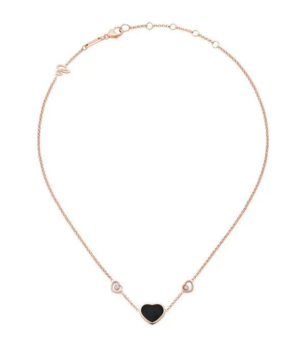 Chopard Diamond And Onyx Happy Hearts Pendant
