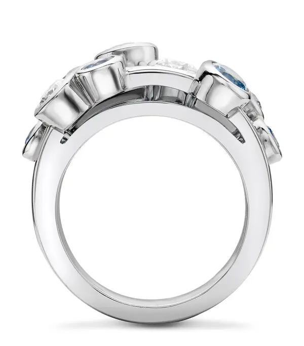 BOODLES Platinum, Diamond And Aquamarine Raindance Cluster Ring
