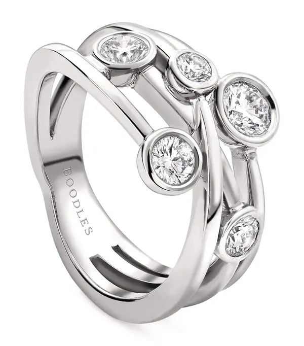 BOODLES Platinum And Diamond Raindance Ring - Silver