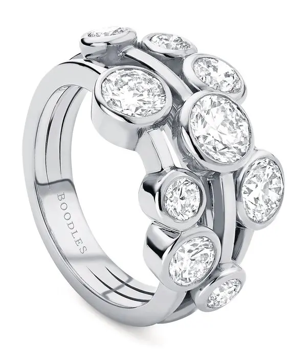 BOODLES Medium Platinum And Diamond Raindance Ring - Silver