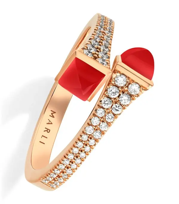 MARLI NEW YORK Cleo Diamond And Agate Ring - Rose Gold