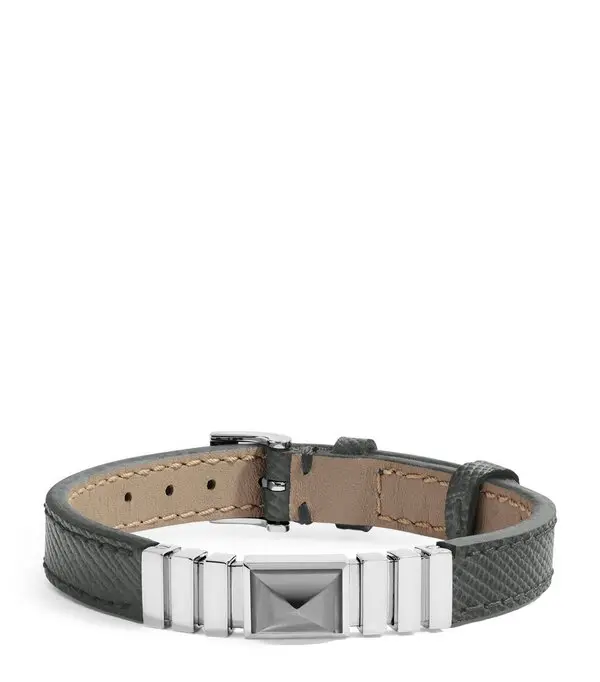 MARLI NEW YORK Gold And Saffiano Leather Unii Bracelet - White