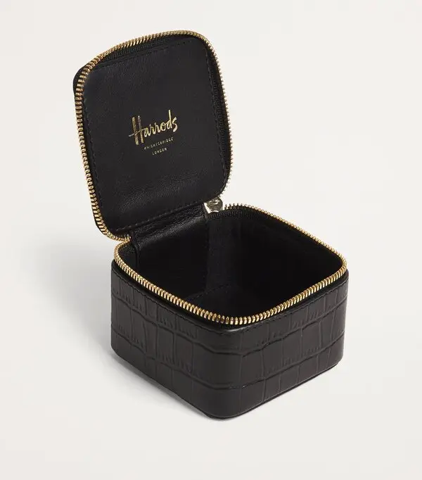 Harrods Small Leather Trinket Box - Black