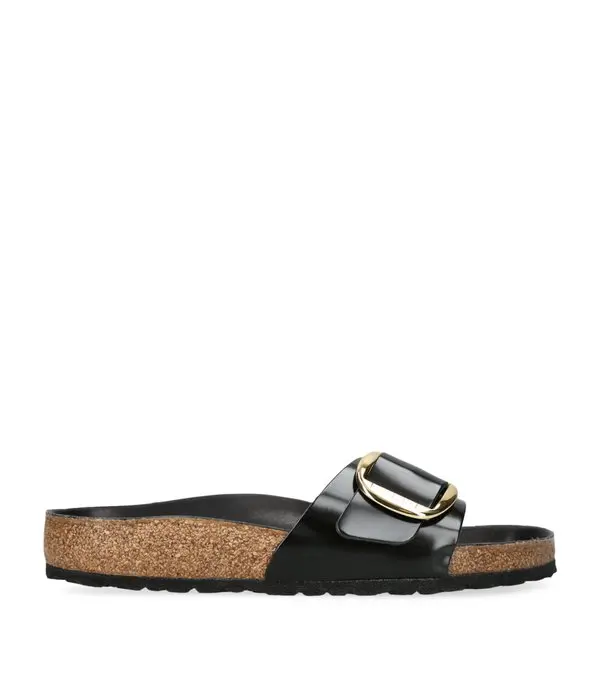 BIRKENSTOCK Leather Madrid Big Buckle Flat Sandals - Black